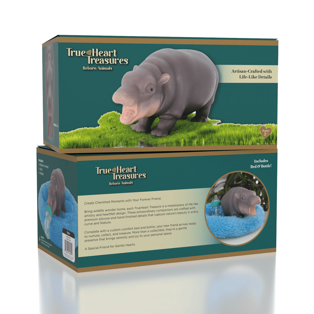 TrueHeart Treasures Silicone Reborn Animals: Mini Hippo Newborn Baby ...
